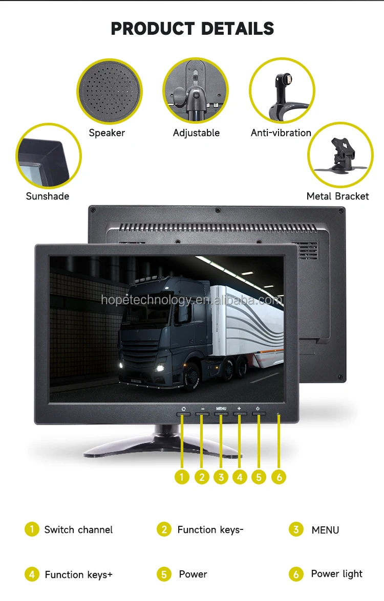 Parking Guidelines Wired Truck Reverse Camera Kit 7 INCH 2CH Rear ...