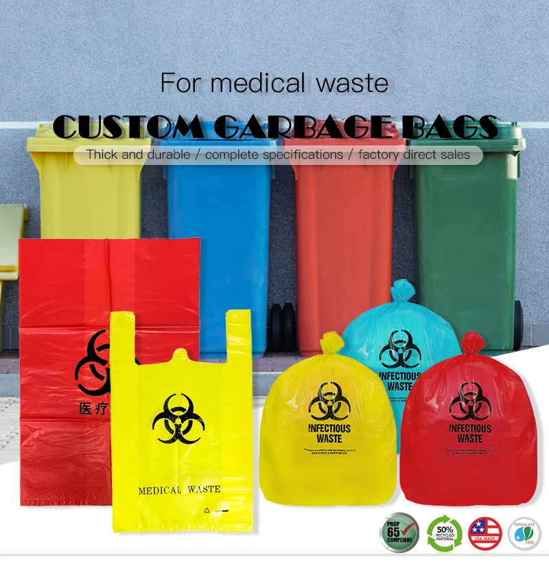 Plastic Disposable Waterproof Biohazardous Waste Bag Hazardous Waste ...