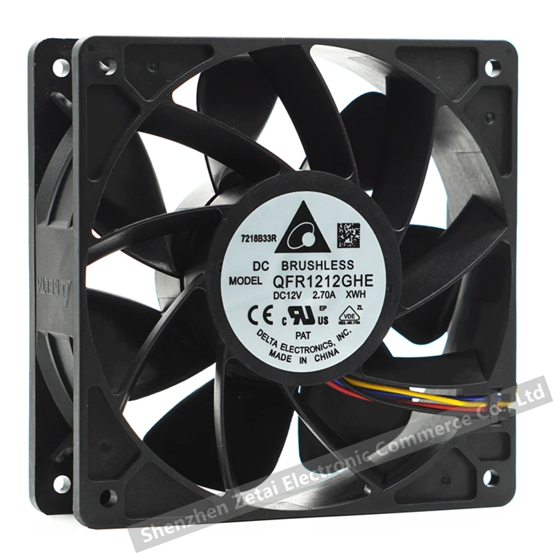 Delta Qfr1212ghe 120mm Fan 4pin 12038 6000rpm Dc 12v 2.70a 120*120*38 ...