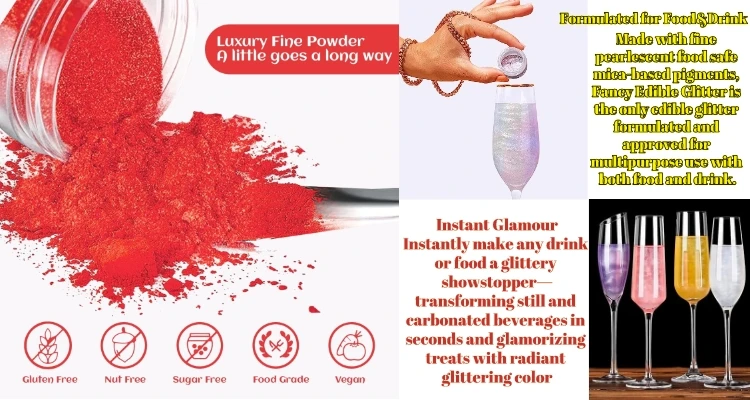 Edible Food Coloring Metallic Mica Pigment Powder Gold Glitter Edible ...