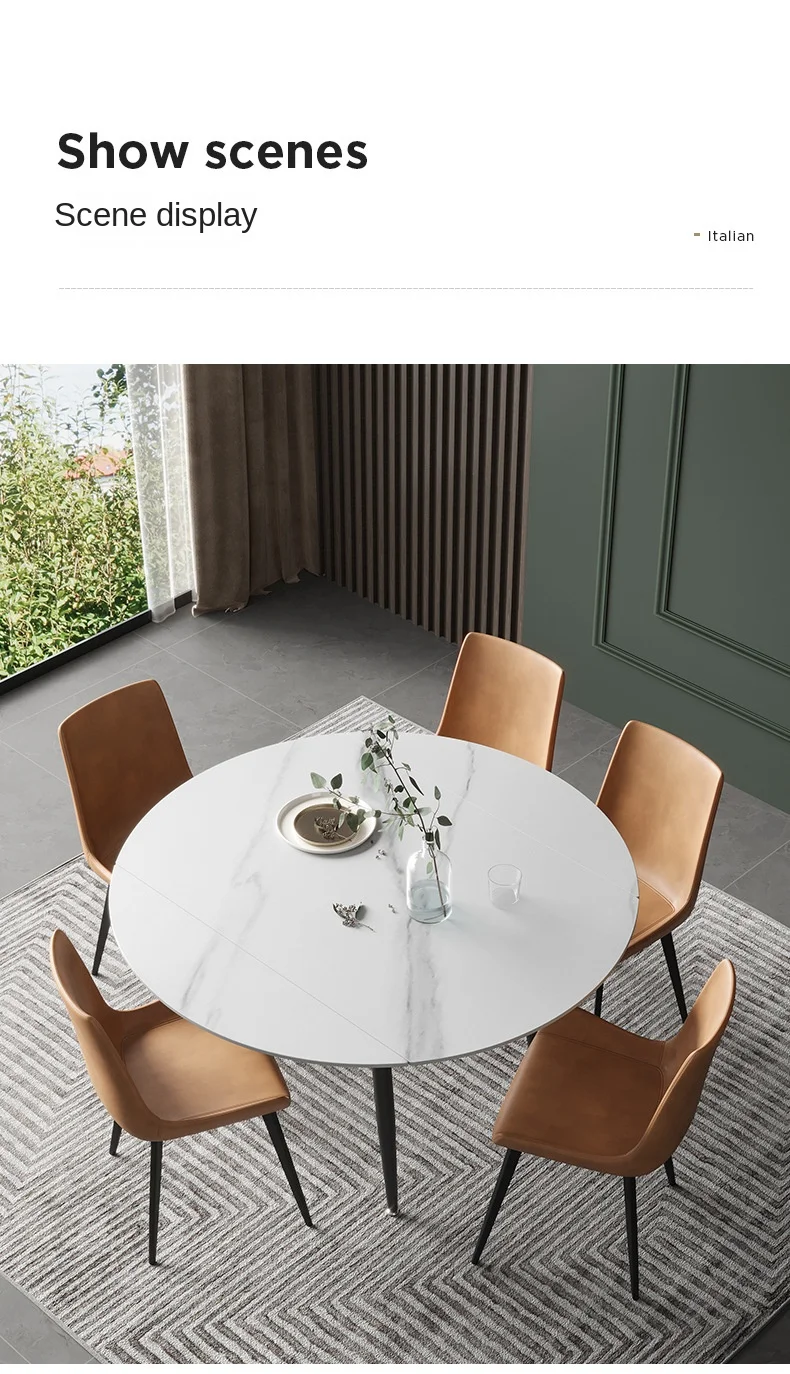 Retractable Stone Plate Dining Table Modern Light Luxury Small ...