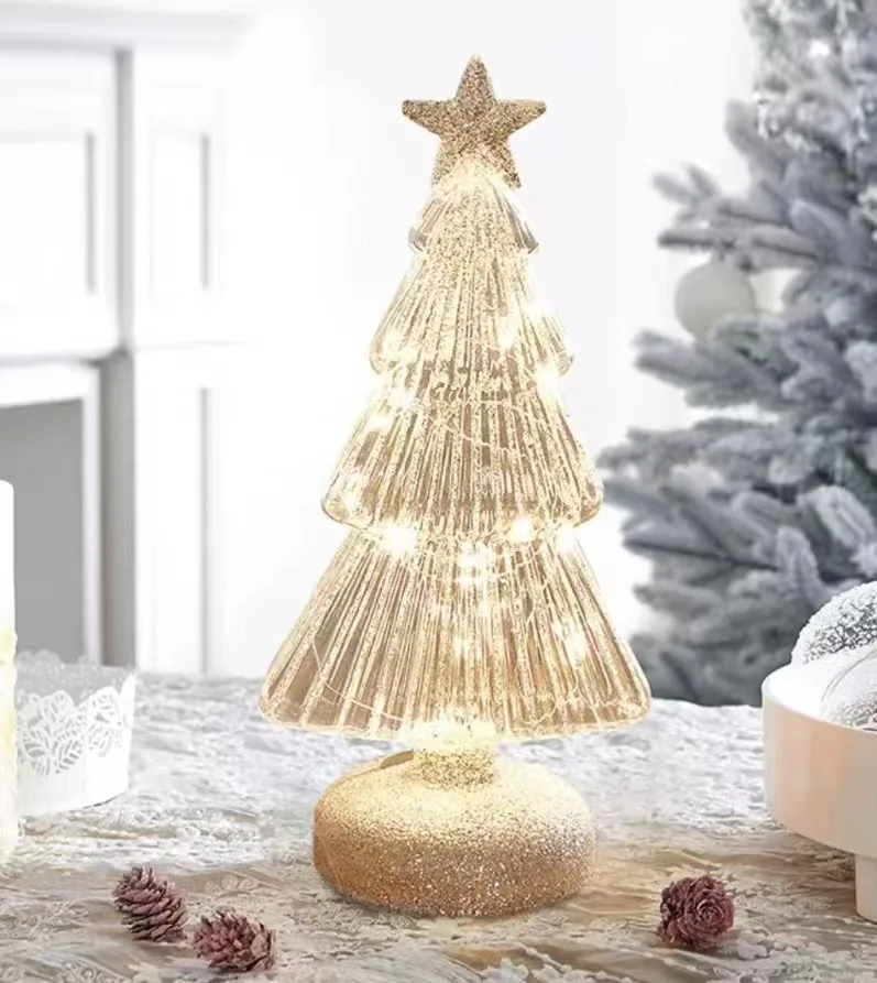 Wholesale White Glass Christmas Table Top Decoration LED Lights