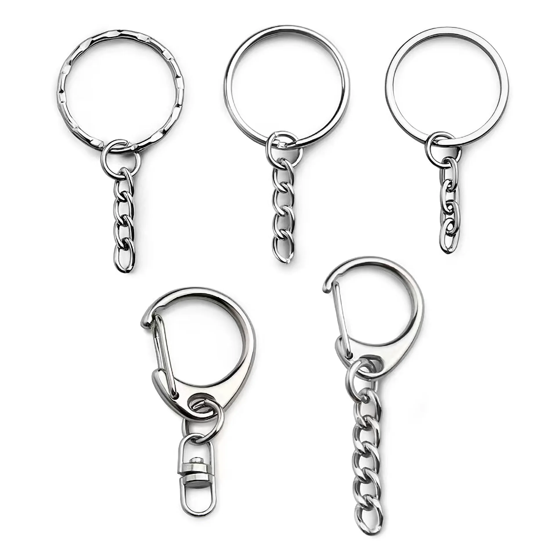 Customizable Rose Gold Metal DIY Split Key Ring with Chain