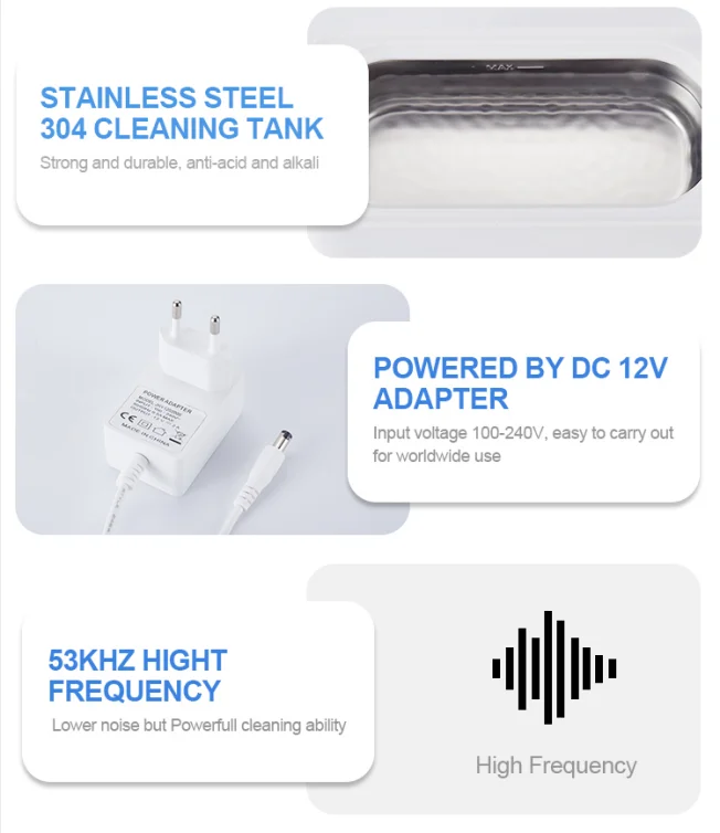 Home Electronic Portable Ultrasonic Cleaner 350ml High Frequency ...