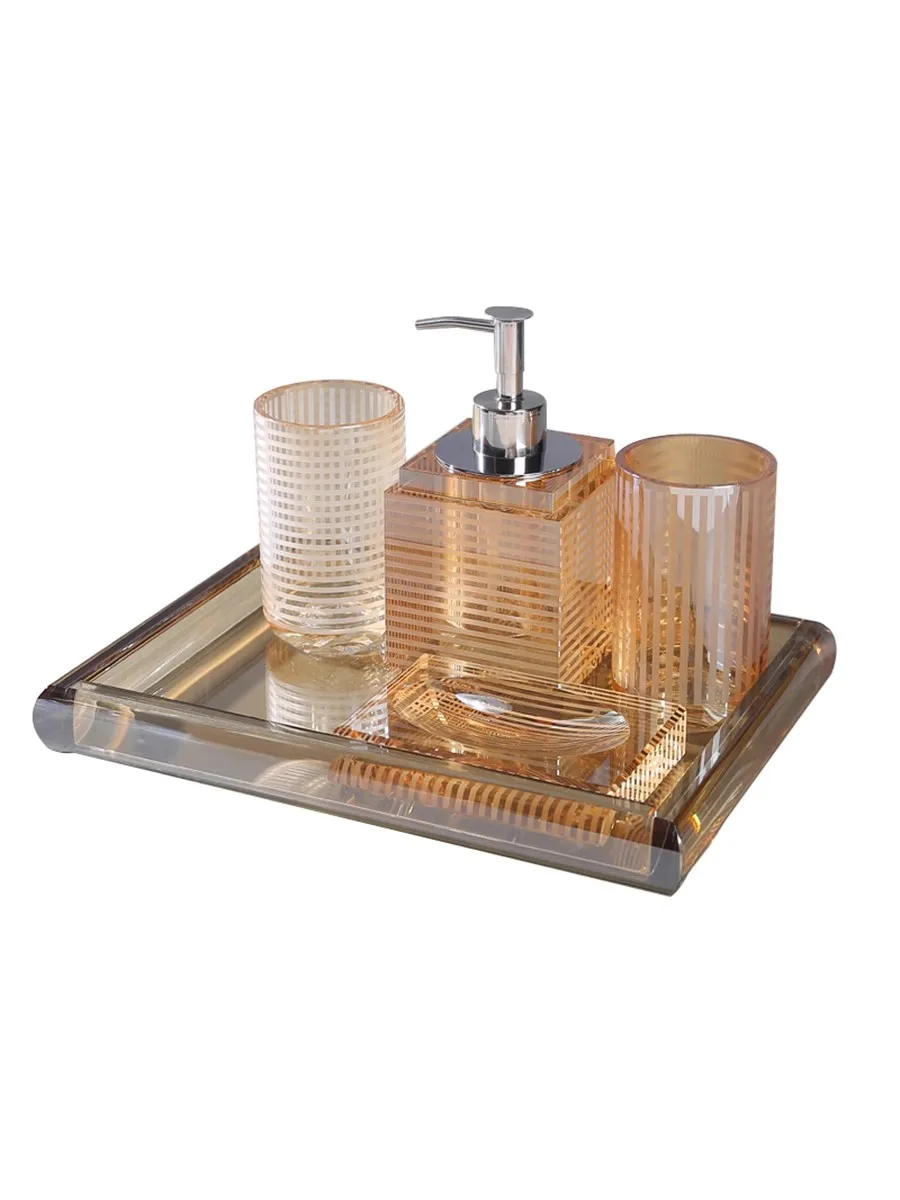 Modern Luxury Bathroom Product Decor Amber Crystal Glass Bathroom ...