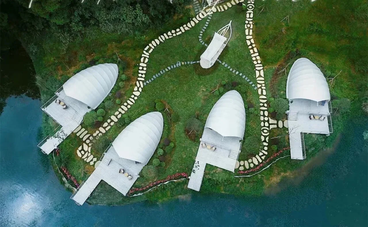 Luxury Hotel Shell Tent Resort House Steel Structure Shell Safari Tent ...