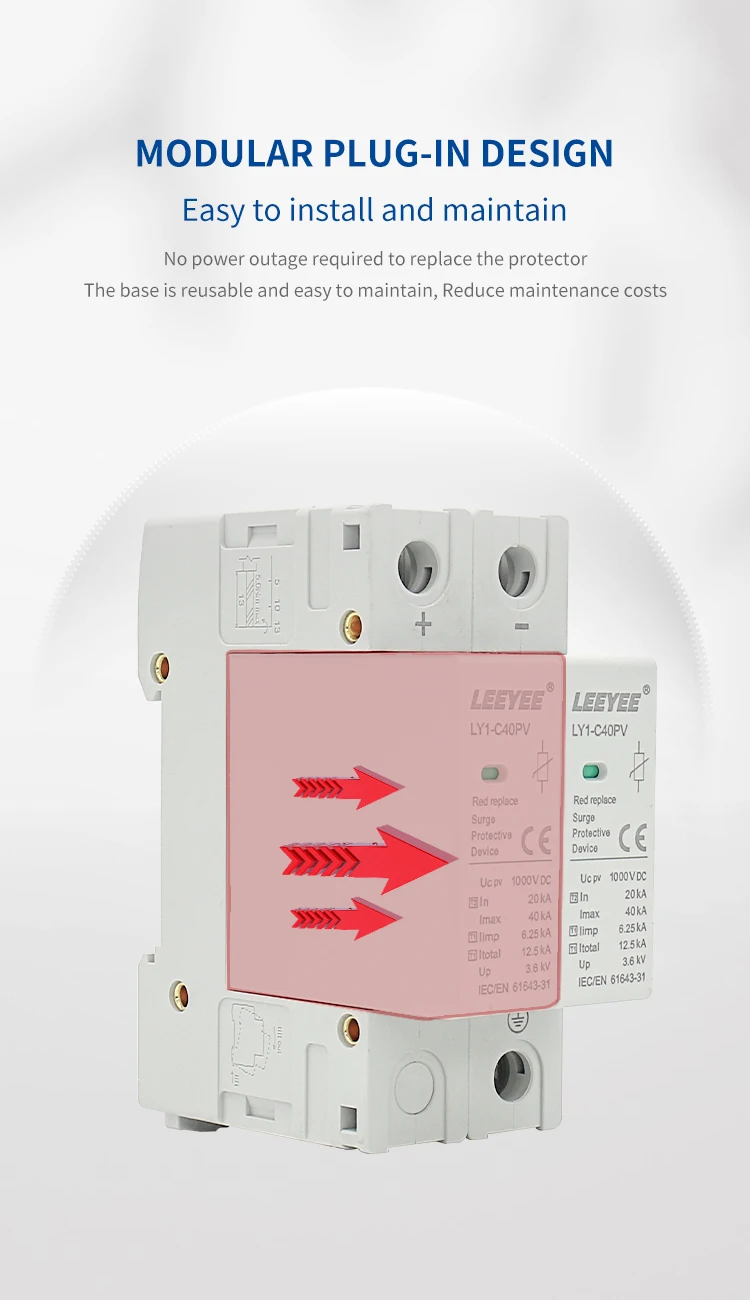 1000v Solar Pv 2pole Dc Surge Protector Protection Arrester Surge ...