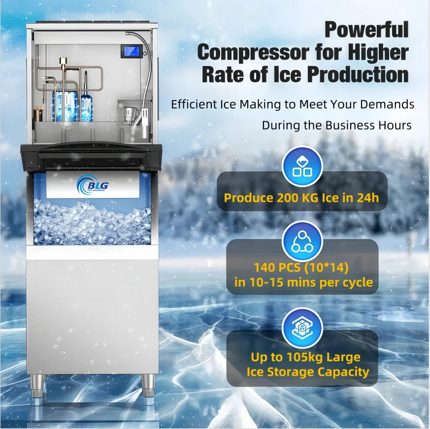 BLGC 25kg-50kg /24hours Commercial Cube Ice Maker for Optimum Cool Full ...