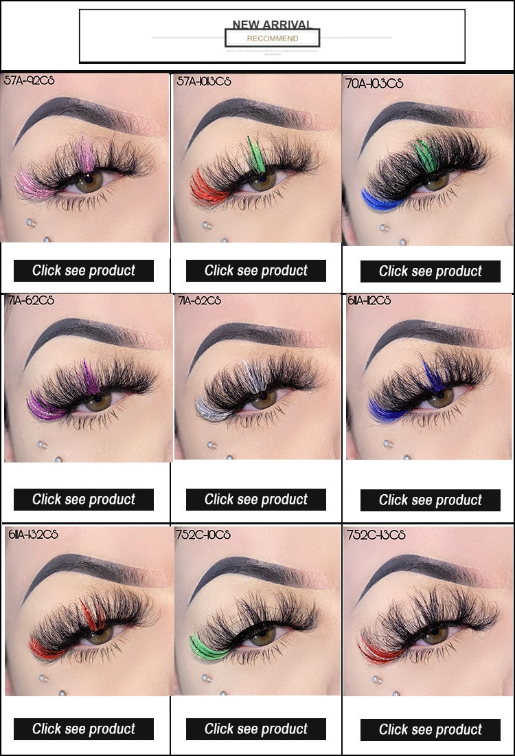 New Style Full Strip Color Volume 3d Mink Lashes Real Mink Fur Colorful ...
