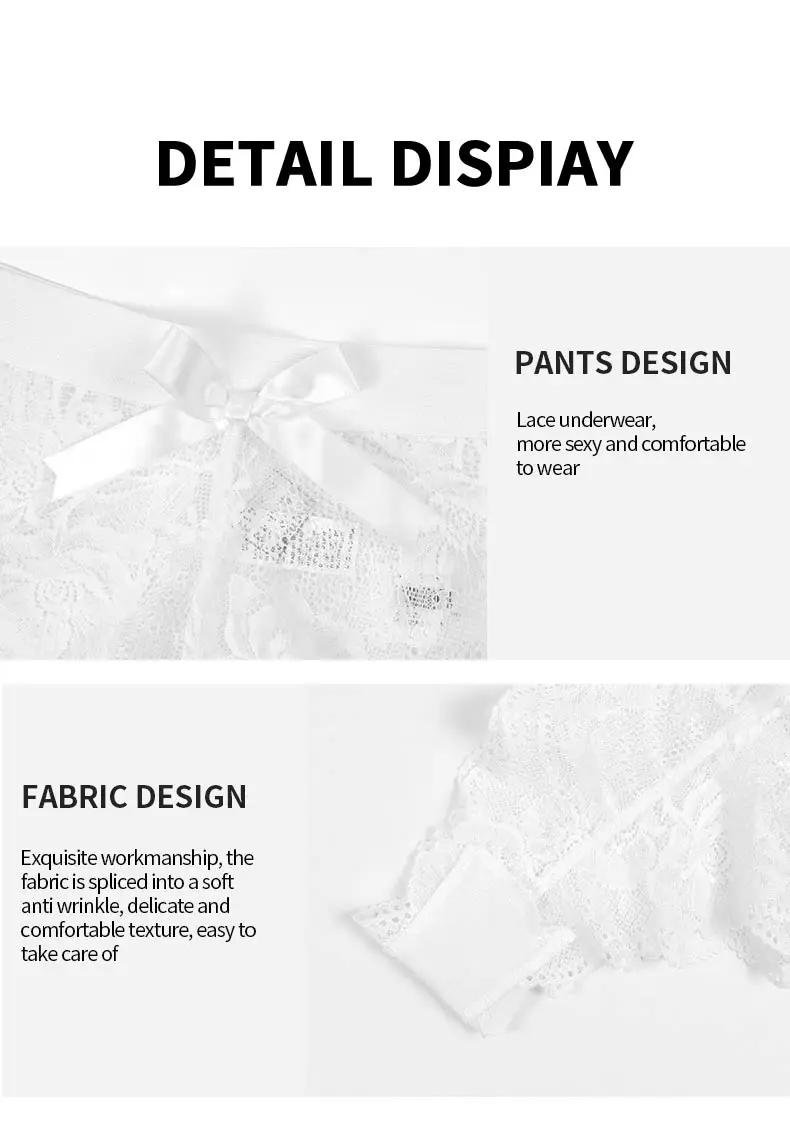 New Product Women Sexy Lace White Bow Lace Briefs Ladies Mesh ...