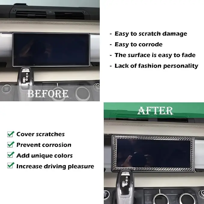 Car Center Dashboard Navigation Screen Trim Cover Carbon Fiber Interior ...