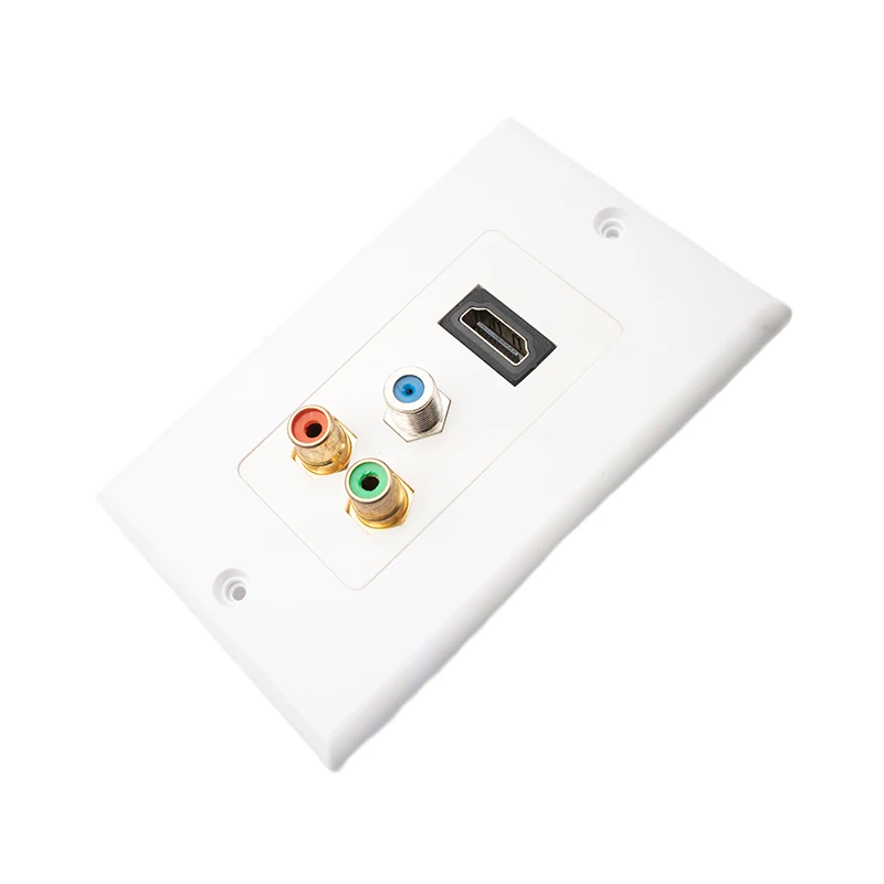 H-d-m-i Coaxial Wall Plate Panel Connector 3 Rca Faceplate Combo Video ...