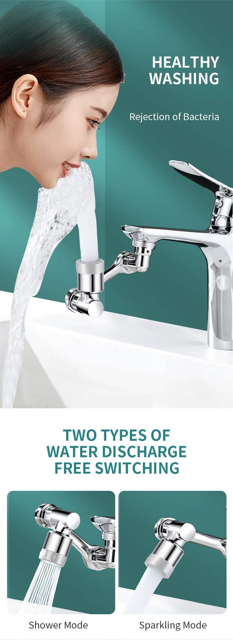 1080 Rotating Faucet Extender Aerator Universal Splash Filter Faucet ...