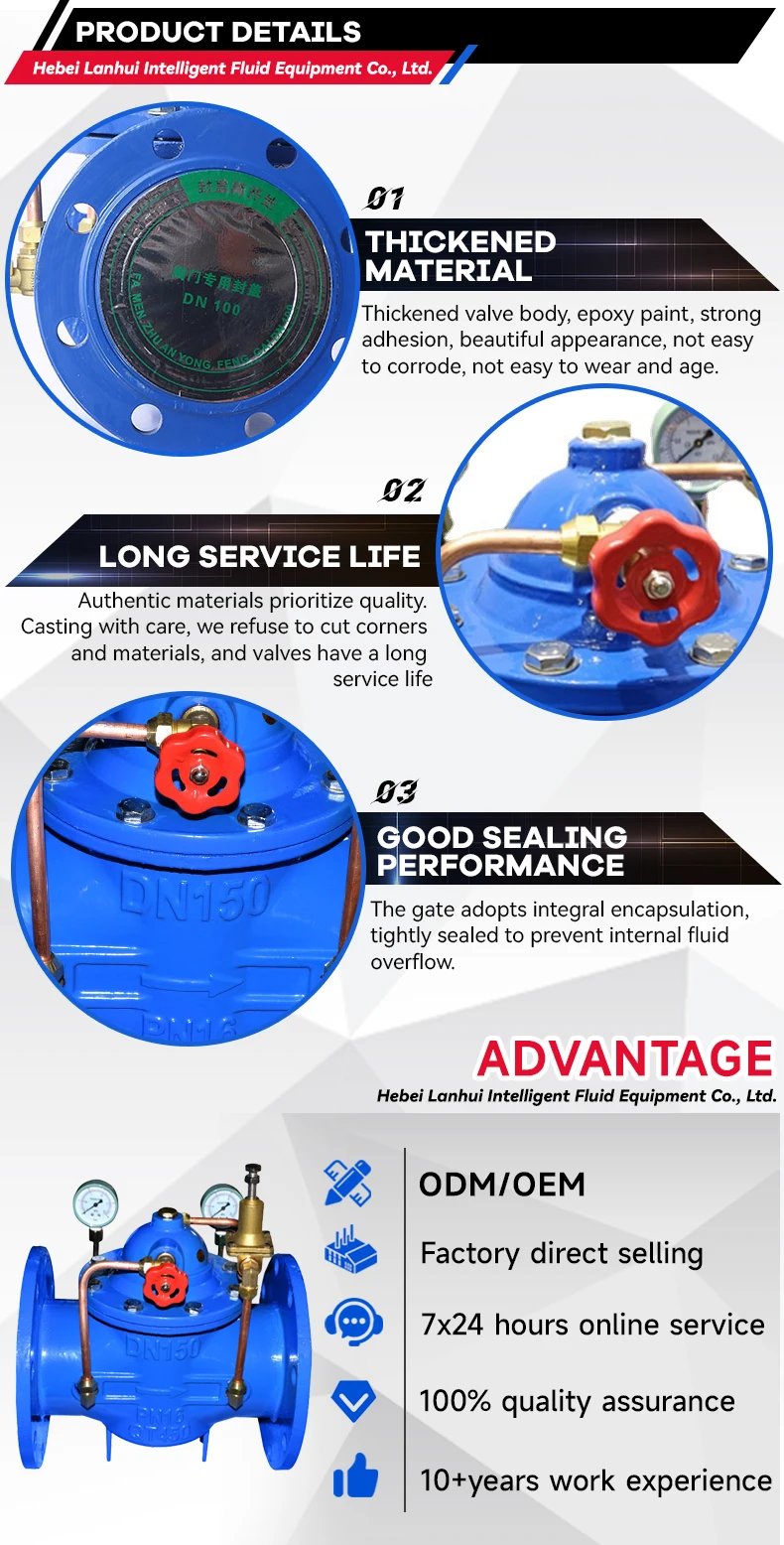 Customized DN40-DN600 200X Pilot Operated Hydraulic Pressure Reducing ...