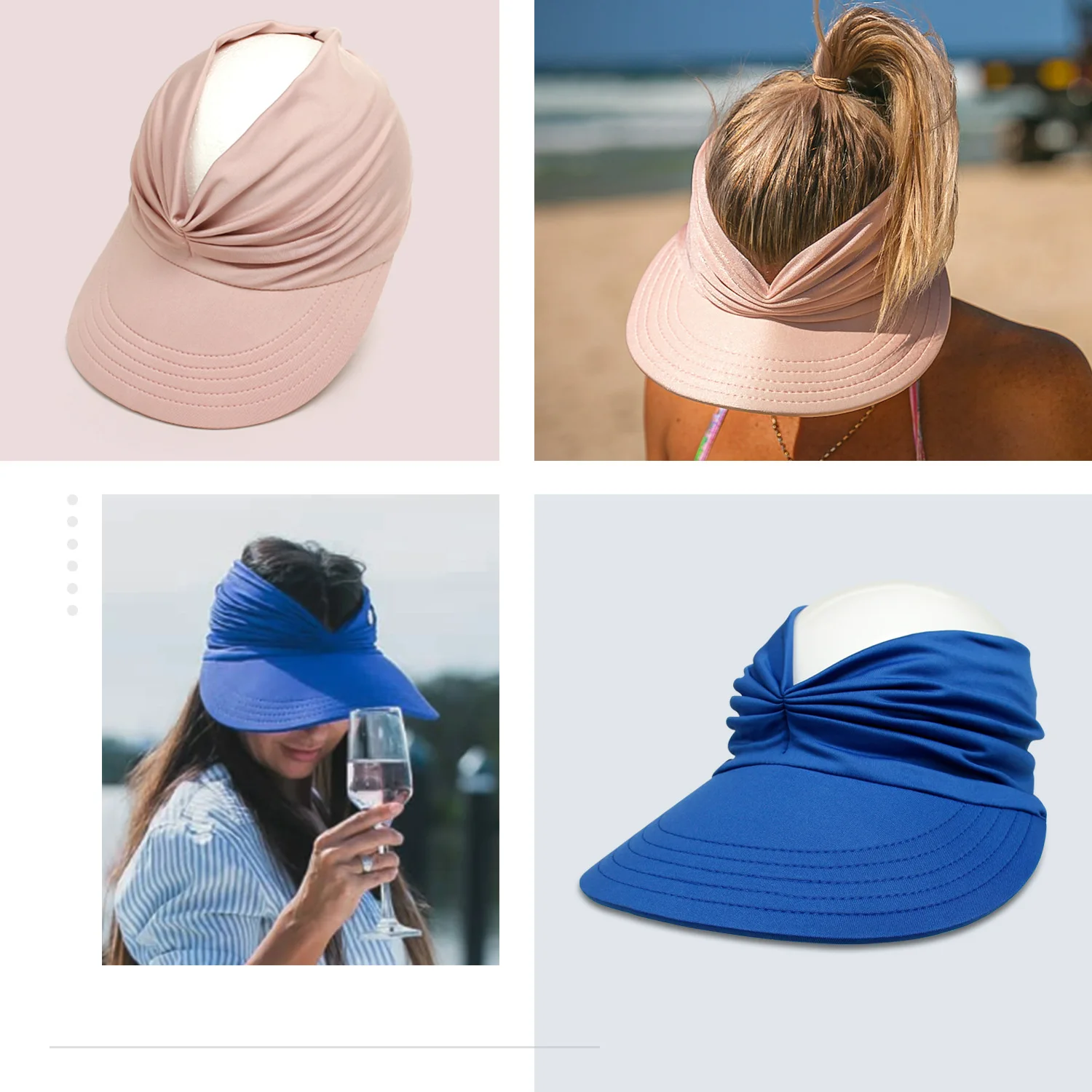 Women Uv Protection Sun Beach Visor Cap Wide Brim Silk Sun Visor Hat ...