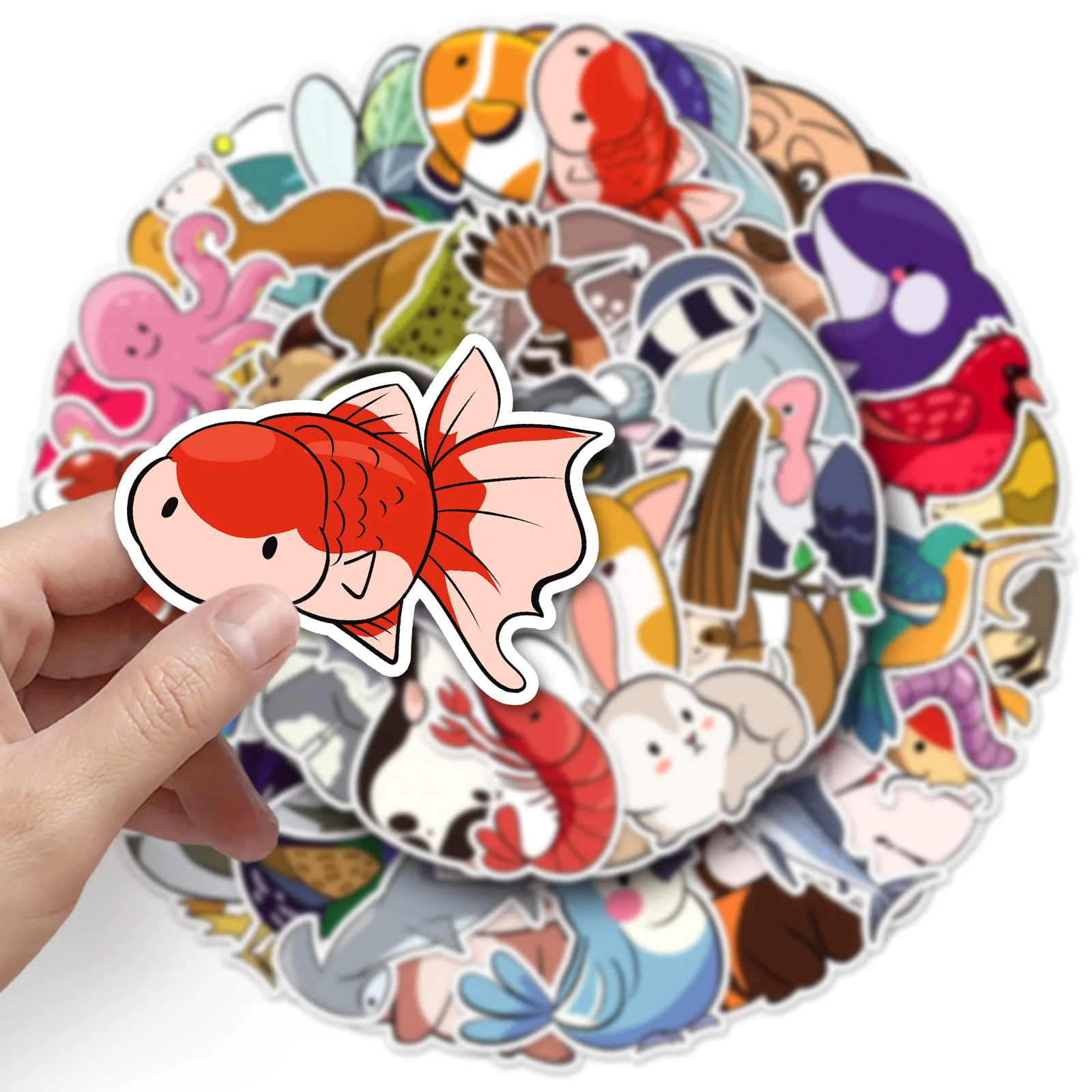 50 original cartoon stick figure animal stickers Hand-painted cute ...