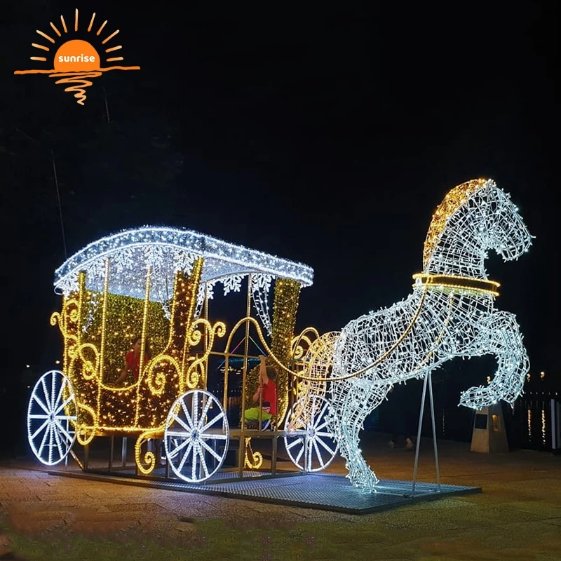 Outdoor waterproof LED Christmas carriage commercial lighting large 3D ...
