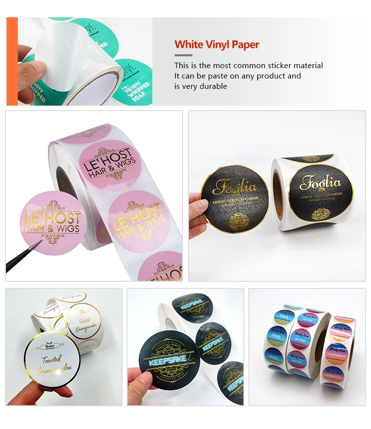 Custom Waterproof Self Adhesive Round Etiqueta Circular Packaging Label ...