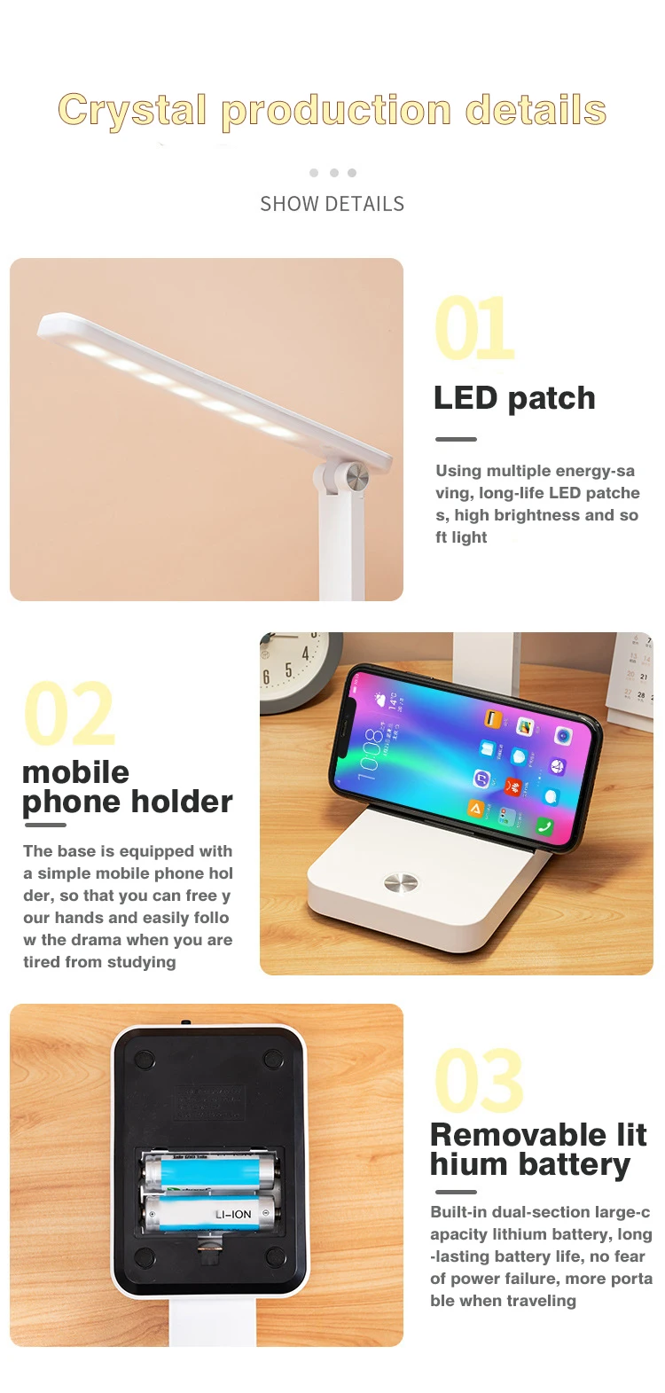 Hot Selling Foldable Lamp Study Desk Lamp 3 Color Temperature ...
