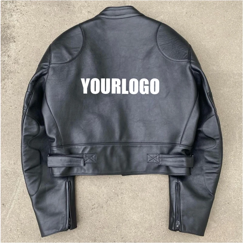 Casual Leather Jacket Men Custom Logo Designer Blank Plus Size
