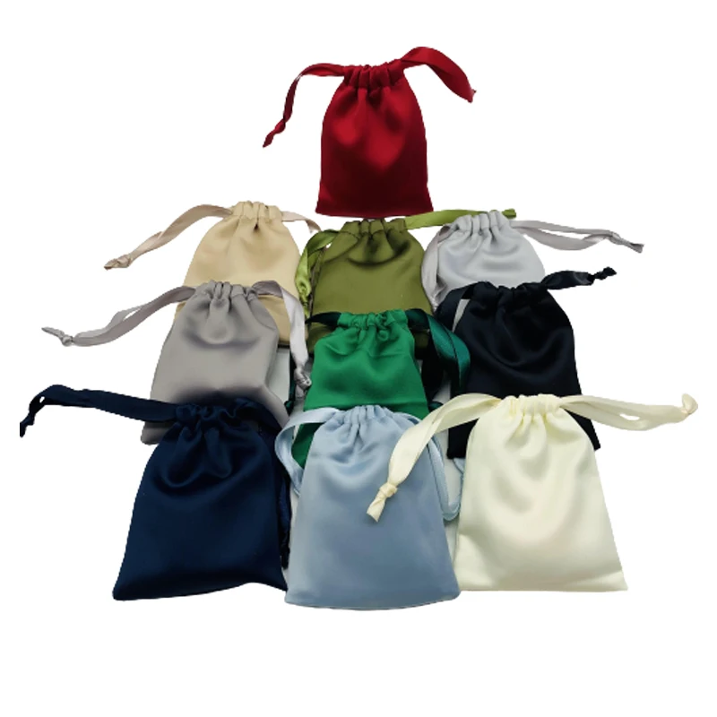 High End Drawstring Satin Sillk Bags Gift Custom Size Canvas Linen ...