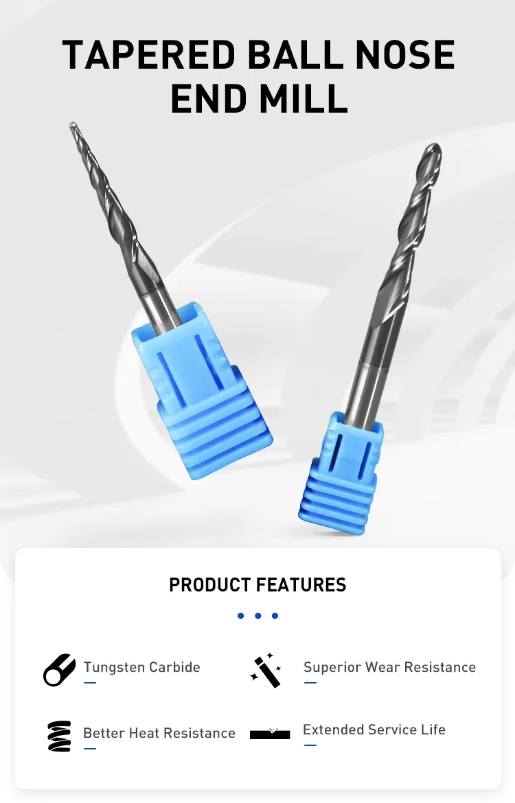 Tapper Ball Nose Bit Carbide Ballnose 6mm Wood Working Bits Tapered CNC ...