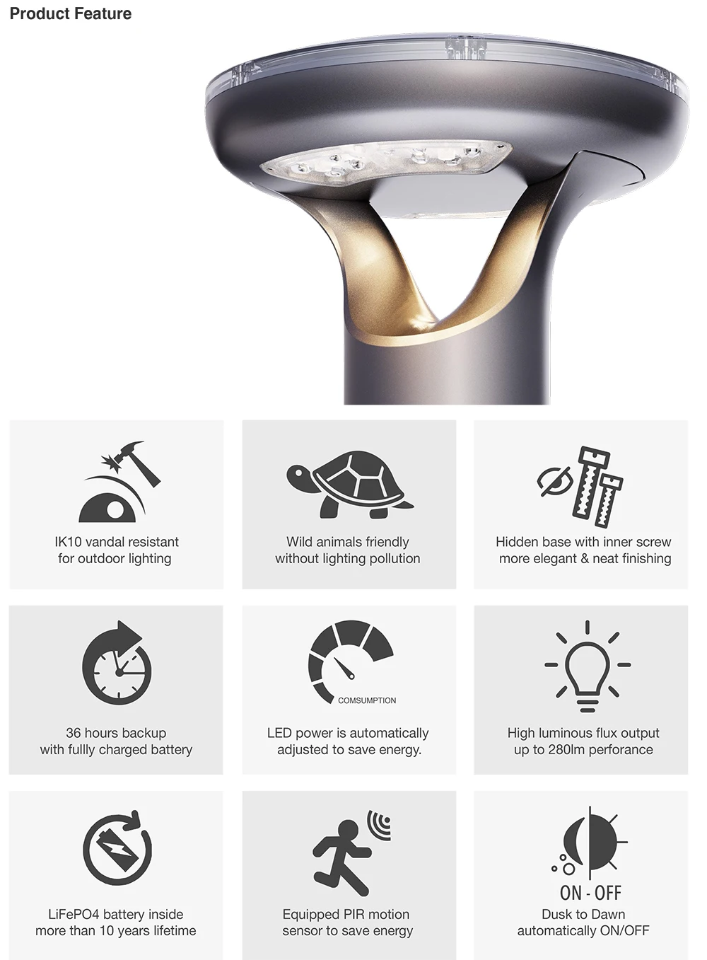 IK10 Rated Dual Direction LED Solar Bollard Light High-End Aluminum ...