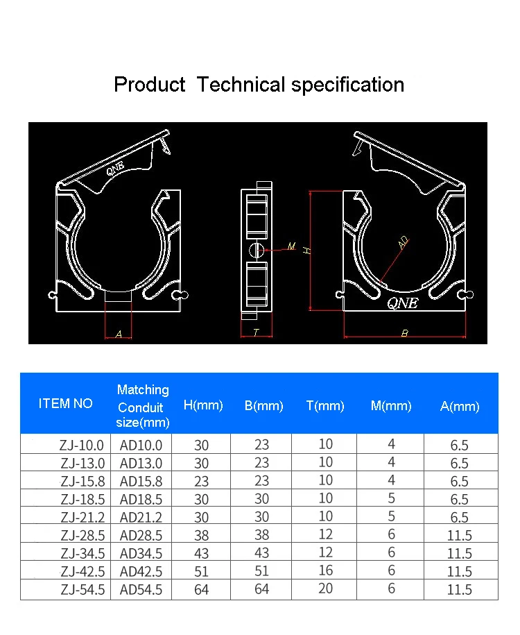 Black Color Conduit Clamp Bracket Nylon PA66 Plastic Pipe Mounting ...