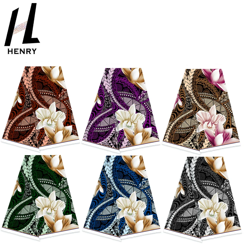 Pacific Islander 100% Polyester Fabric Tribal Samoan Floral Pattern For ...
