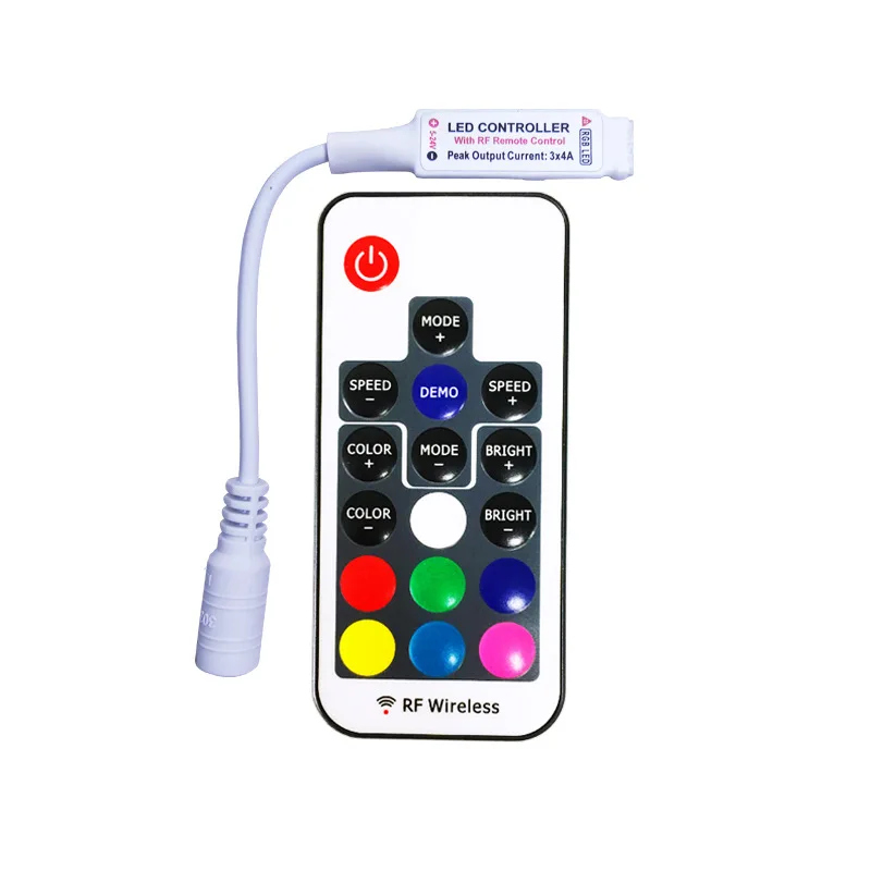 Dc5-24v 3x4a Rf17keys Rgb Mini Led Strip Light Rf Controller - Buy 5v ...