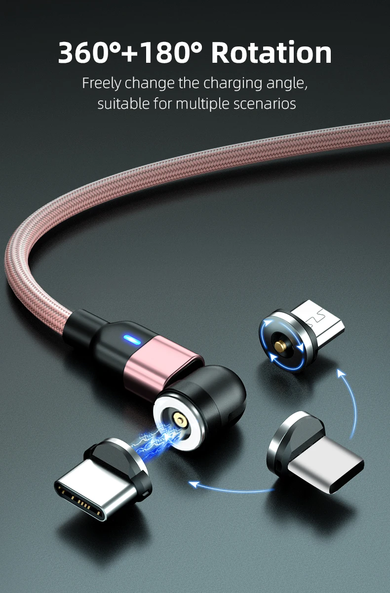 Wholesale 540 Rotation 3 in 1 Magnetic Usb Cable Data Cables Fast ...