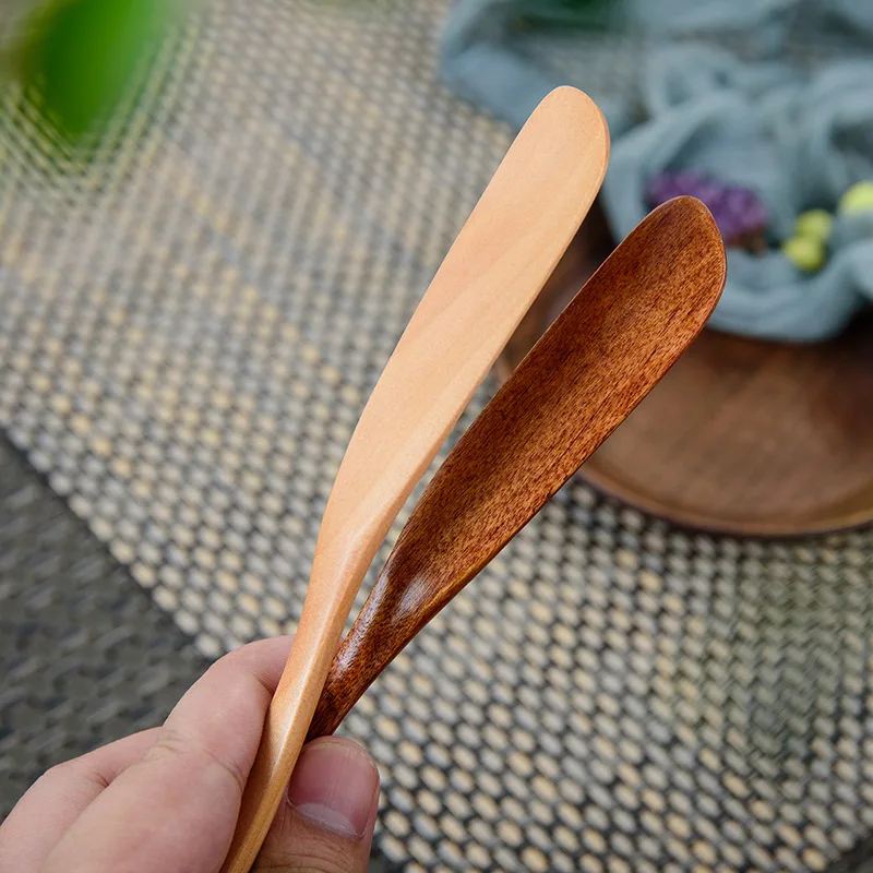 100% Natural Solid Wooden Butter Spatula Cream Cheese Jam Knife ...