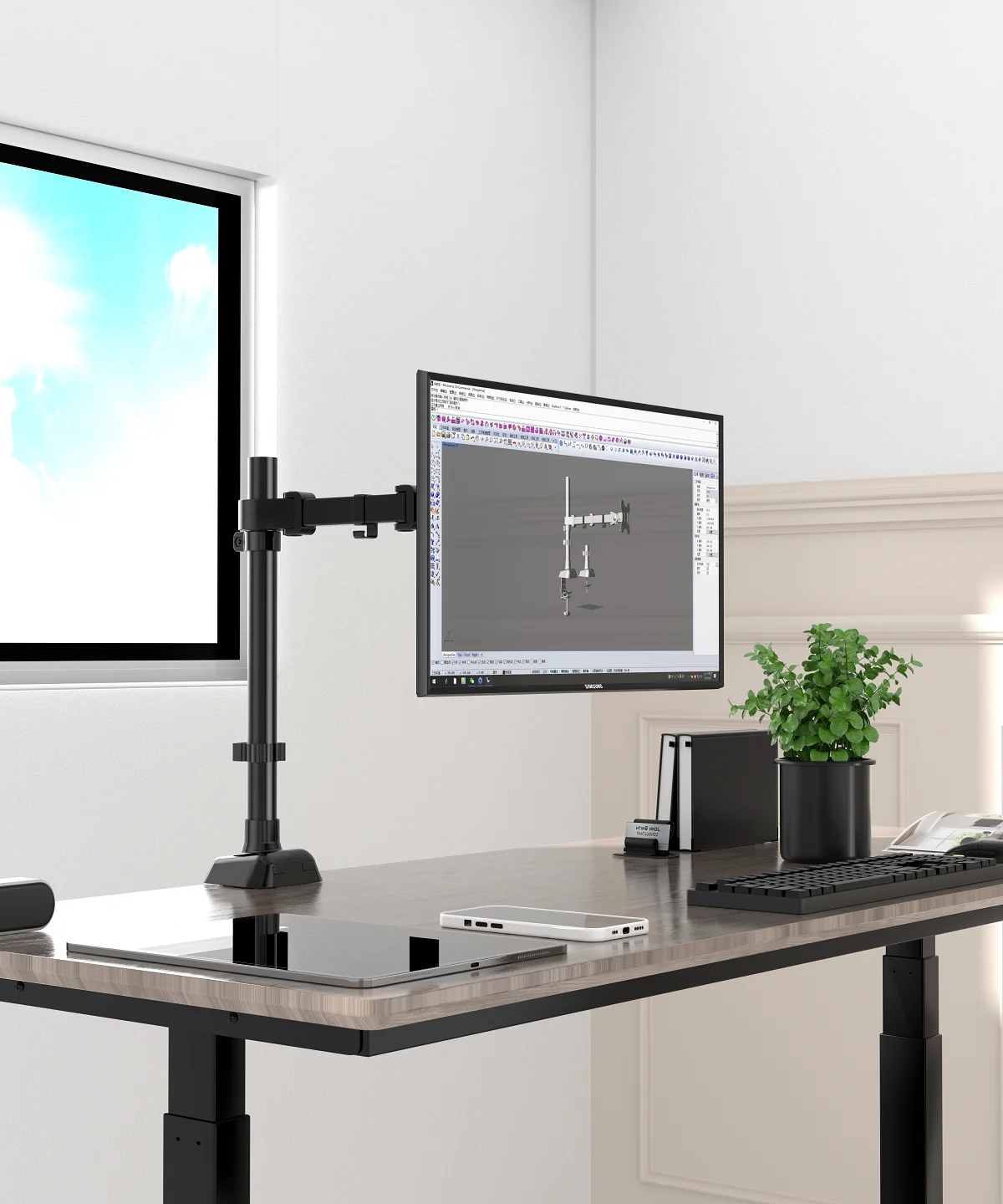Single Adjustable Desk Mount Monitor With Mounting Holes 75 To 100 ...