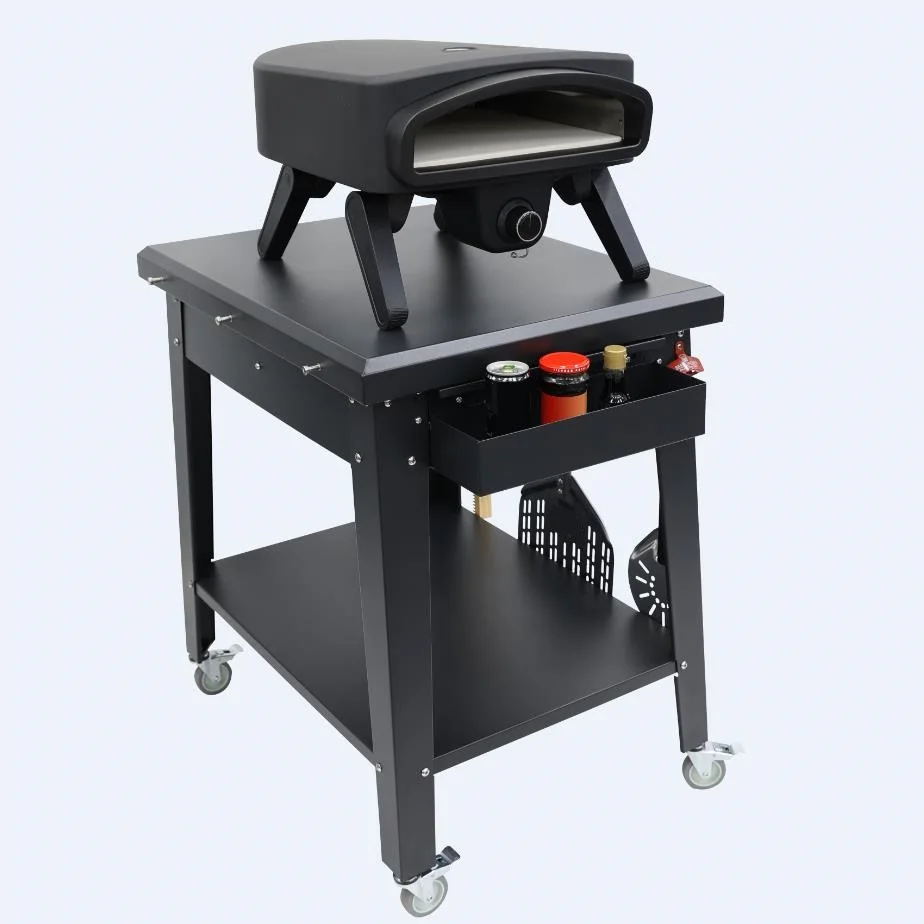 Outdoor Grill Dining Cart - Movable Pizza Oven Trolley