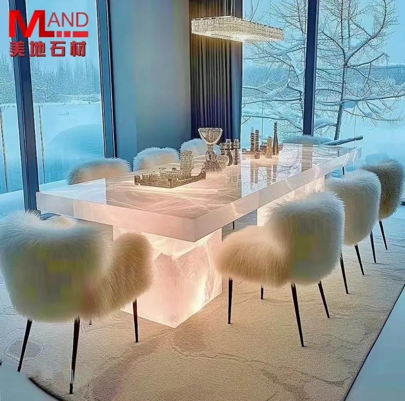 Onyx Backlit Marble Dining Table - Custom Made Crystal Bar Furniture ...