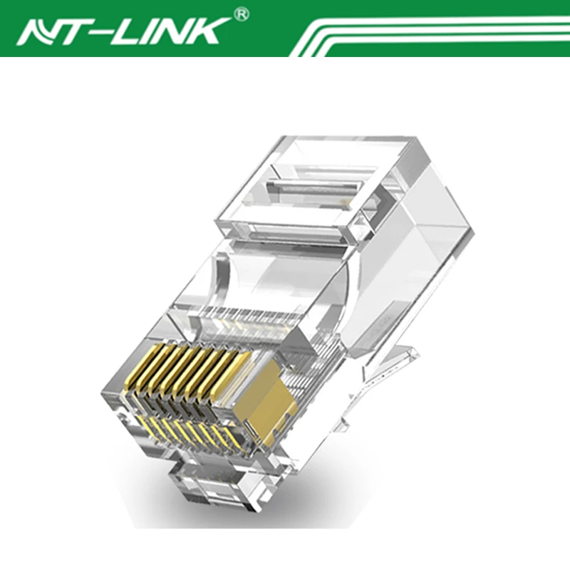 NT-LINK CAT5E UTP RJ45 Modular Plug 8p8c 8 Pin Gold-plated Transparent ...
