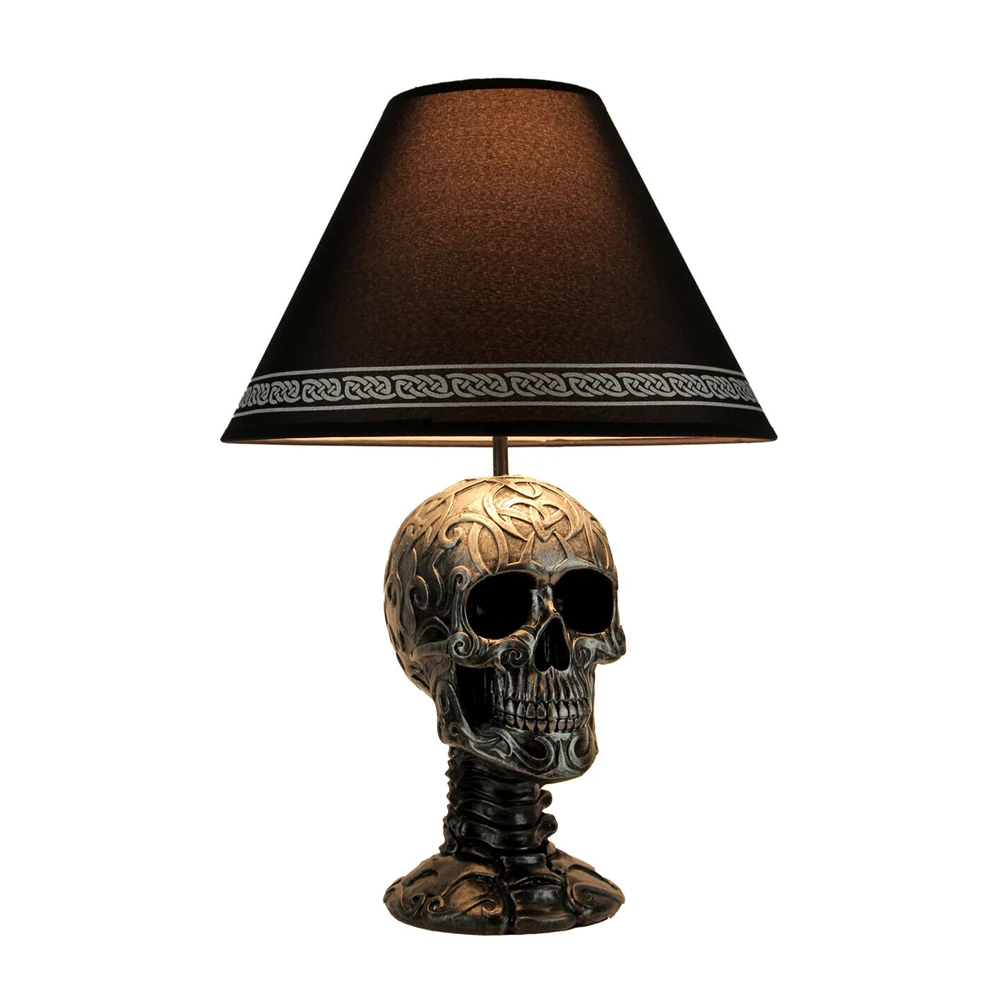 Gothic Tribal Skull Table Lamp with Shade Resin Skeleton Backbone Base ...