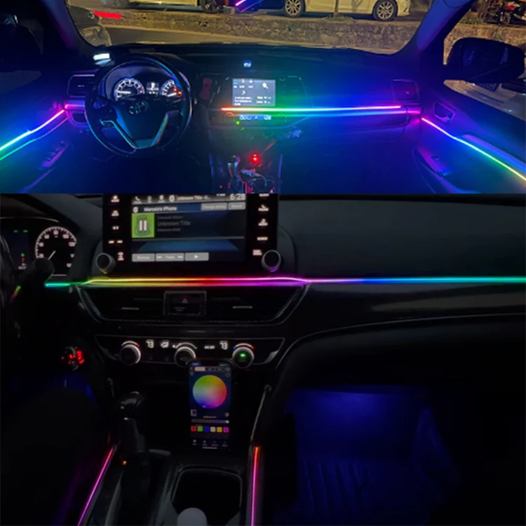 18 in 1 Acrylic RGB Chasing Led Ambient Light Car Decoration Interior ...