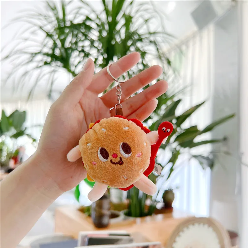 Kawaii Food Keychain Bread Hamburger Hot Dog French Fries Plush Doll ...