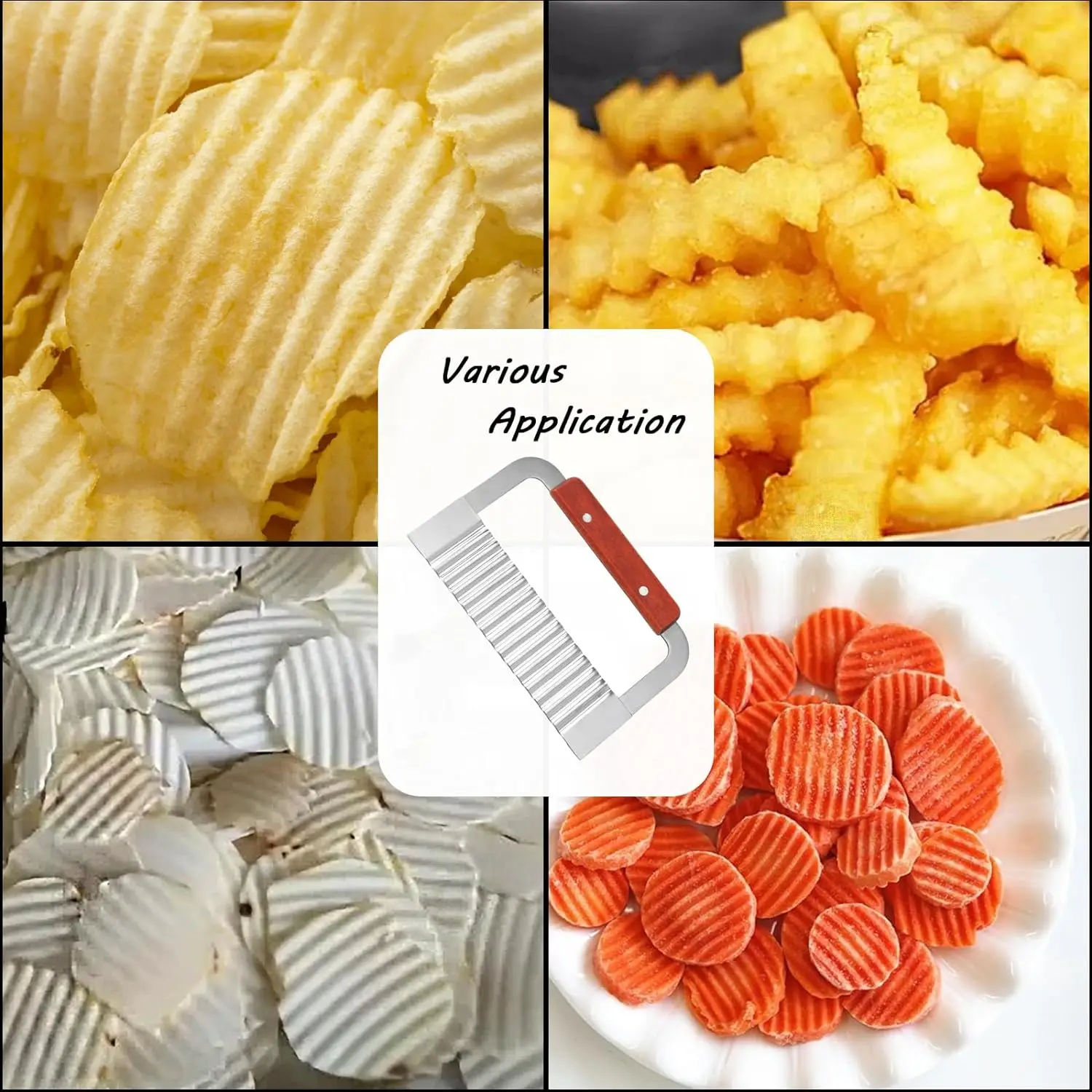 Wavy Crinkle Potato Cutter Stainless Steel Blade Potato Chopping Knife ...