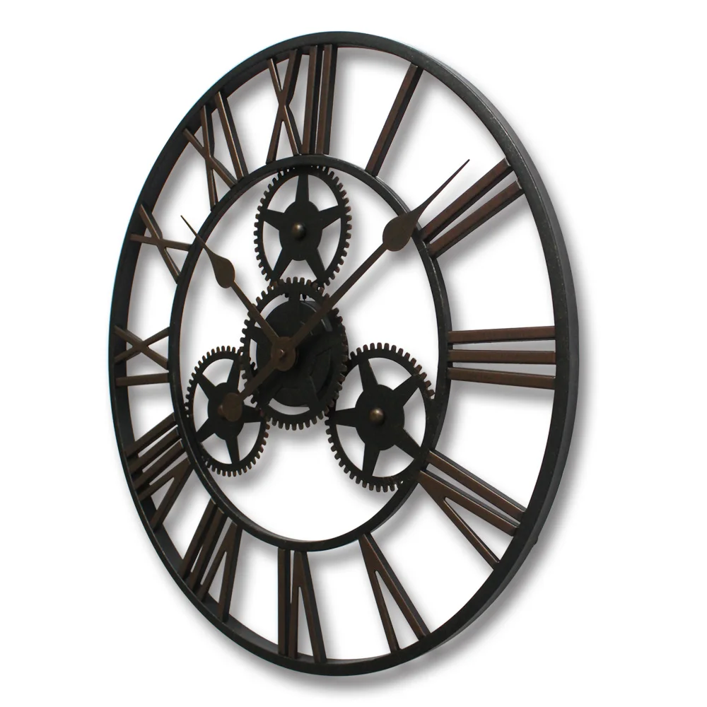 Silent Roman Numeral Gear Wall Clock - Perfect for Living Room