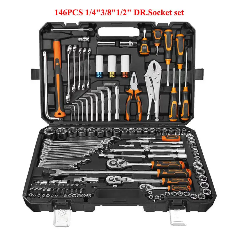 137pc Home & Garage Mechanics Tool Kit Set. Sockets, Wrenches ...