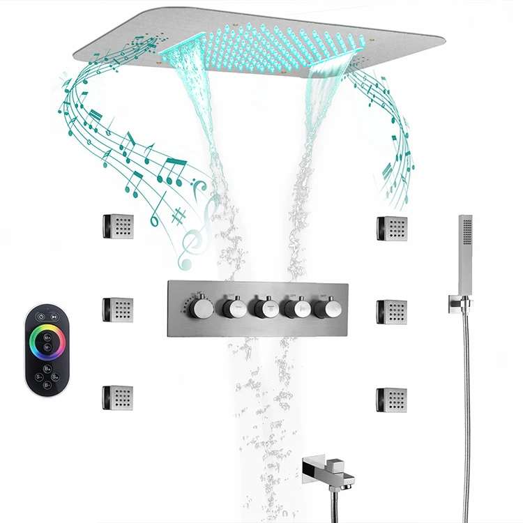 Music Shower Ceiling Mounted 5-function Shower Set LED Shower Head ...