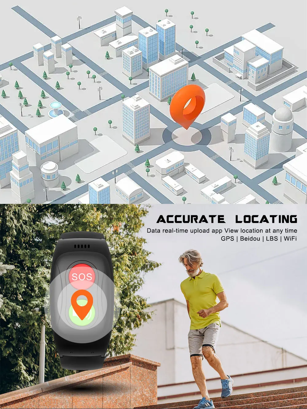 Elder Wearable Alert Smart Watch - VL17/VH67 SOS Bracelet