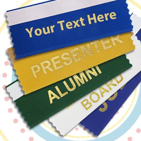 Custom Horizontal Stackable Convention Name Blue Badges Ribbon