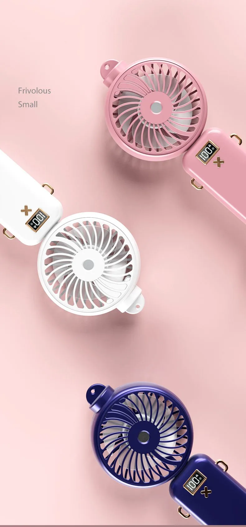 2023 Mini Folding Hand Held Digital Display Fan Aromatherapy ...