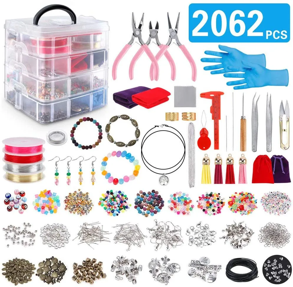 Jewelry Making Kit - Charm Bracelet Kit with Beads & Pliers