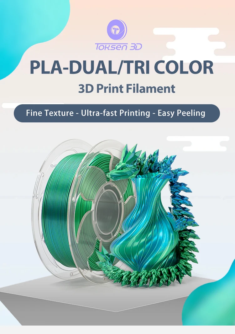 Silk Dual & Tri Color PLA Filament 1.75mm PLA 3D Printer Bi-Color ...