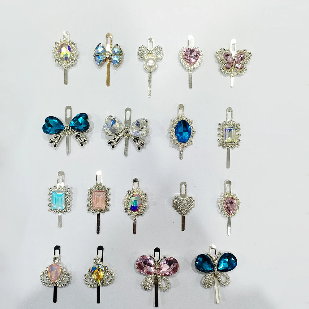 Metal Luxury Wood Block Charm Diy Pearl Rhinestone Shoes Decorative ...