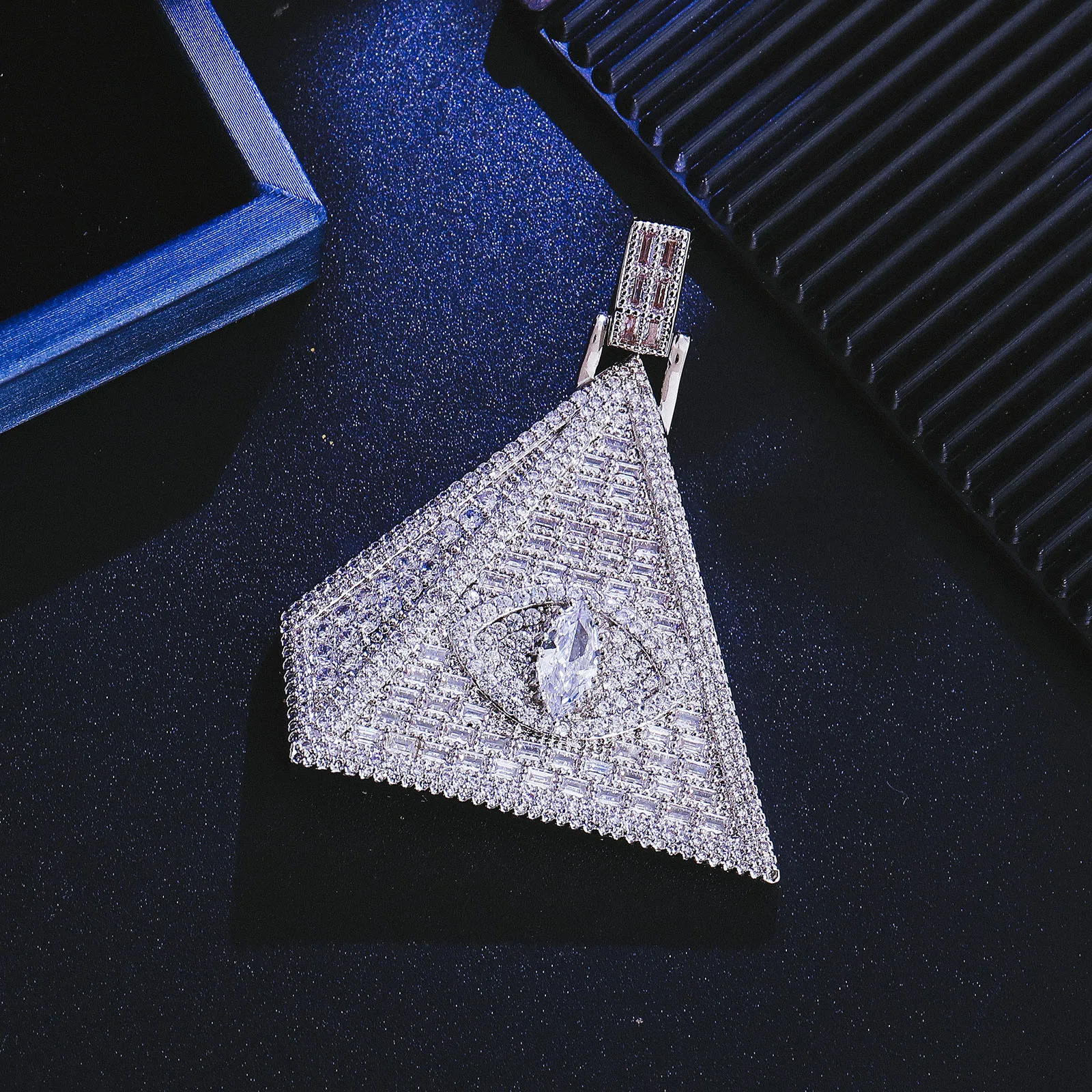Wholesale Brass Evil Pyramid Eyes Iced Out Moissanite Pendants Fashion ...